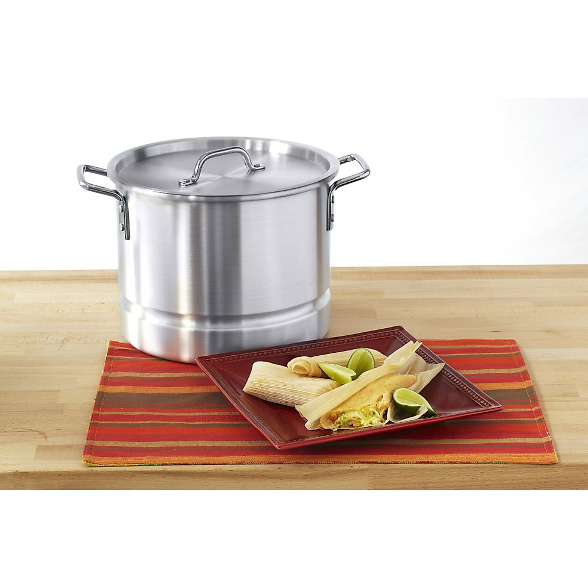 IMUSA USA Aluminum Tamale and Steamer Pot 32-Quart, Silver