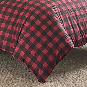 Eddie Bauer - Queen Duvet Cover Set, Cotton Reversible Bedding, Buffalo Plaid Home Decor for All Seasons (Red/Black, Queen)
