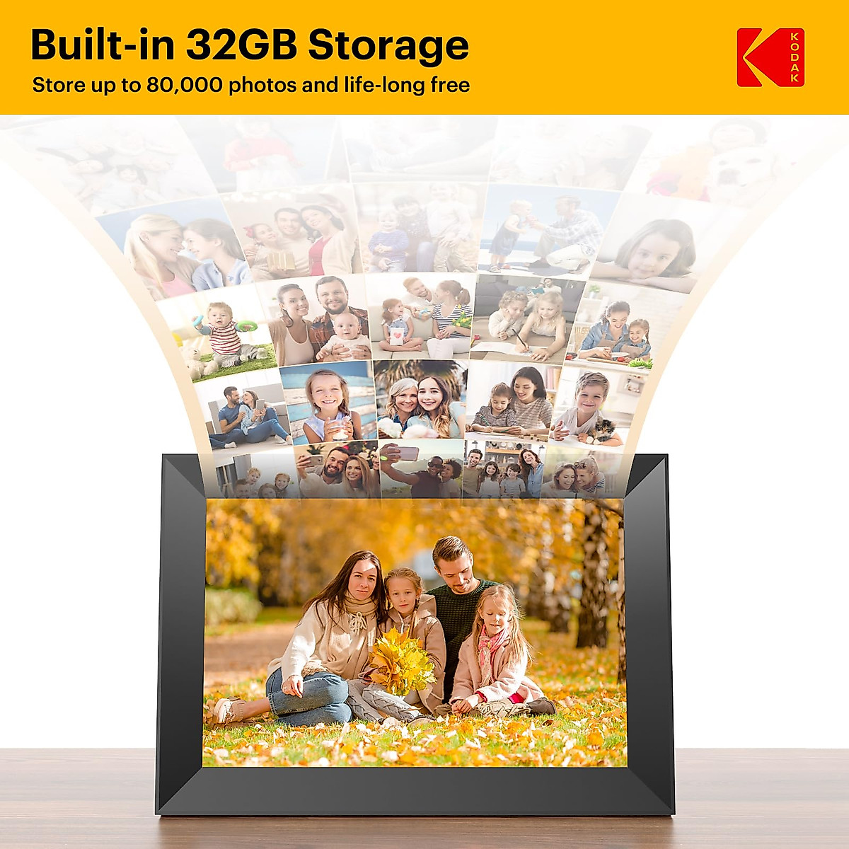KODAK 10.1Inch WiFi Digital Picture Frame,1280x800 HD IPS Touch Screen, Electronic Smart Photo Frame with 32GB Memory, Auto-Rotate, Instantly Share Photos/Videos from Anywhere