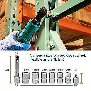 Kinswood Cordless Ratchet Wrench Set, 3/8" 400 RPM 12V Power Electric Ratchet Driver with 12 Sockets, 2x Lithium-Ion Batteries and 60-Min Fast Charge