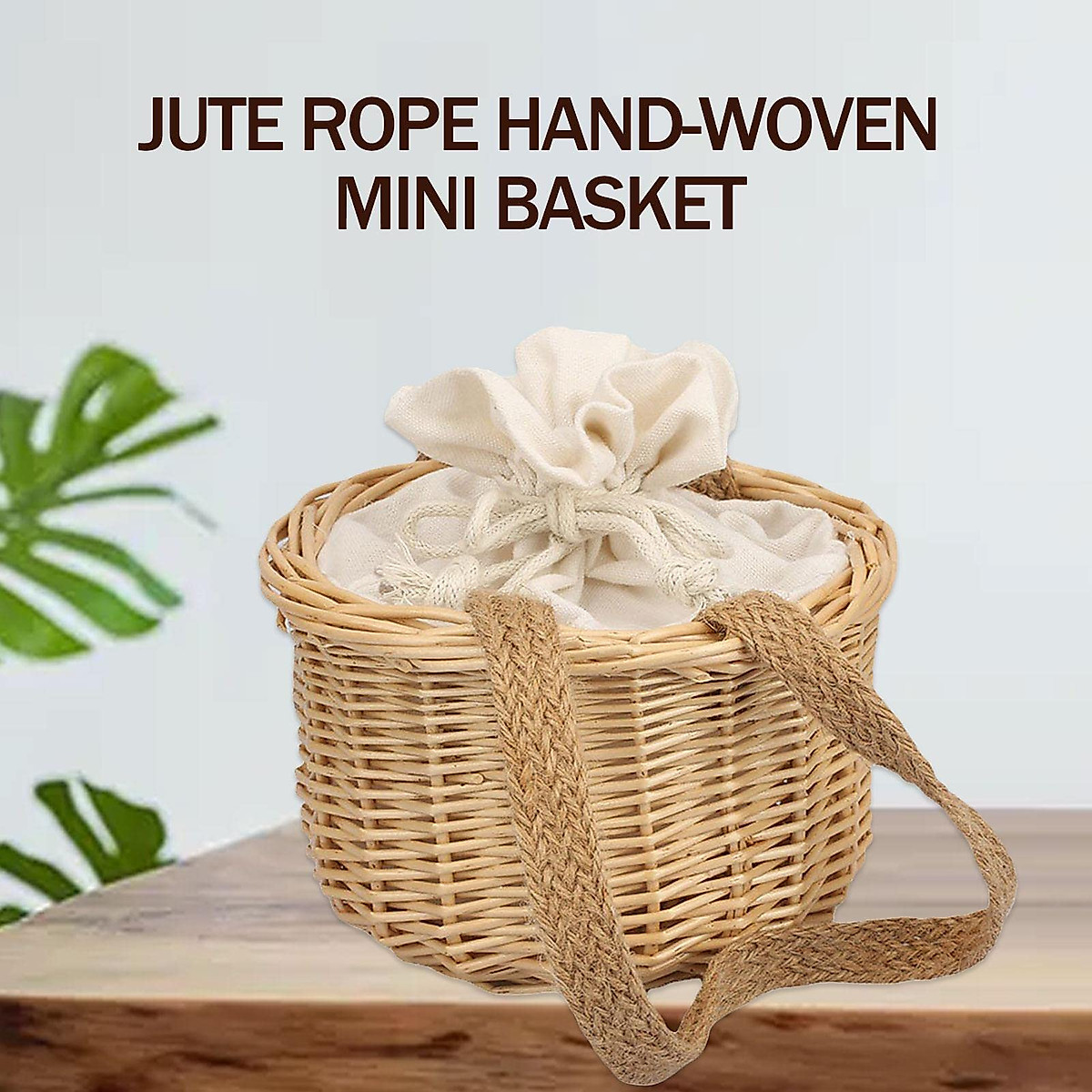 xiaolajiao Wicker Bag, Straw Purse, Rattan Basket, Handwoven Beach Bohemian Shoulder Purse with Soft Cloth Pocket, Round Rattan Bag Picnic Basket for Women, Kids