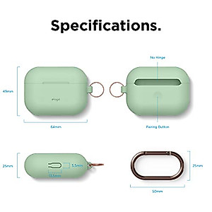 elago Original Case Compatible with Apple AirPods Pro Case - Protective Silicone Cover with Keychain, Precise Cutout, Supports Wireless Charging (Pastel Green)
