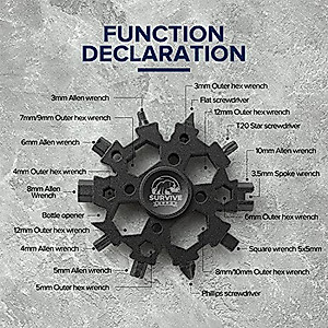 Survive Hero Pocket MultiTool - Snowflake Multi Tool for Men, Stainless Steel Portable EDC Gear Snow Flakes Multi Tools, All in One Star Shaped Mini Screwdriver Snowflake MultiTool (Black/Black)