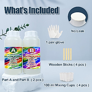 WEYSTOM Silicone Mold Making Kit, 20A Liquid Silicone Rubber 600 ML/1.9LB, Fast Curing Mold Making Silicone, Translucent Silicone Rubber - Mix Ratio =1A:1B, for Casting Resin, Soap, Candles