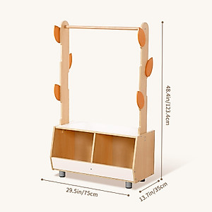 OOOK Tree Kids Dress Up Rack, Dress Up Storage for Toddlers, Kids' Costume Organizer Center with Storage Cabinet, Suitable for Kids Room, Living Room, Playroom and Daycare Centers.