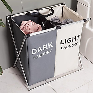 NOBLE HOME - Laundry Basket,Laundry Hamper,3 compartment laundry hamper,Dirty Clothes Hamper,bathroom accesories,Collapsible Laundry Baskets.Laundry Sorter,Hamper,Laundry Basket Sorter (2 SECTIONS)
