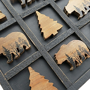 NIKKY HOME Cute Bear Decorative Wooden Board Travel Game Tic Tac Toe for Fun