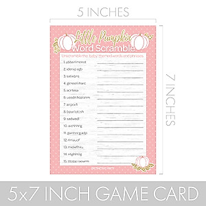 DISTINCTIVS Pink Little Pumpkin Girl Baby Shower - What's On Your Phone and Word Scramble (2 Game Bundle) - 20 Dual Sided Cards