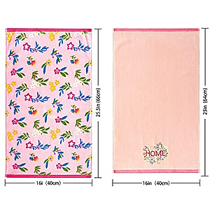 VOOVA & MOVAS Pink Hand Towels - 4 Pack, 100% Soft Cotton, (16x25 Inches) Decorative Kitchen Towel with Gift Packed, Ideal for Home Decor, Bathroom | Kitchen Use, Floral Pink