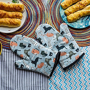 jabansot Oven Mitts Professional Heat Resistance Kitchen Oven Soft Cotton Gloves for Grilling Cooking Microwave BBQ Baking, 2pcs with Soft Inner Lining