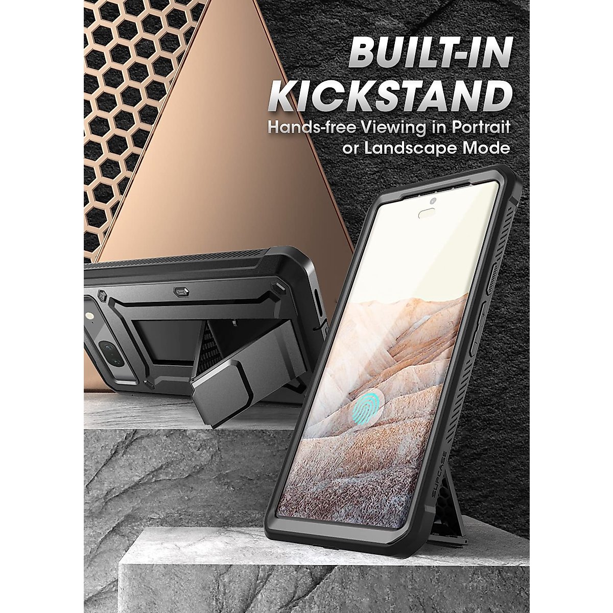 SUPCASE Unicorn Beetle Pro Series Case for Google Pixel 7 (2022 Release), Full-Body Rugged Belt-Clip & Kickstand Case with Built-in Screen Protector (Black)