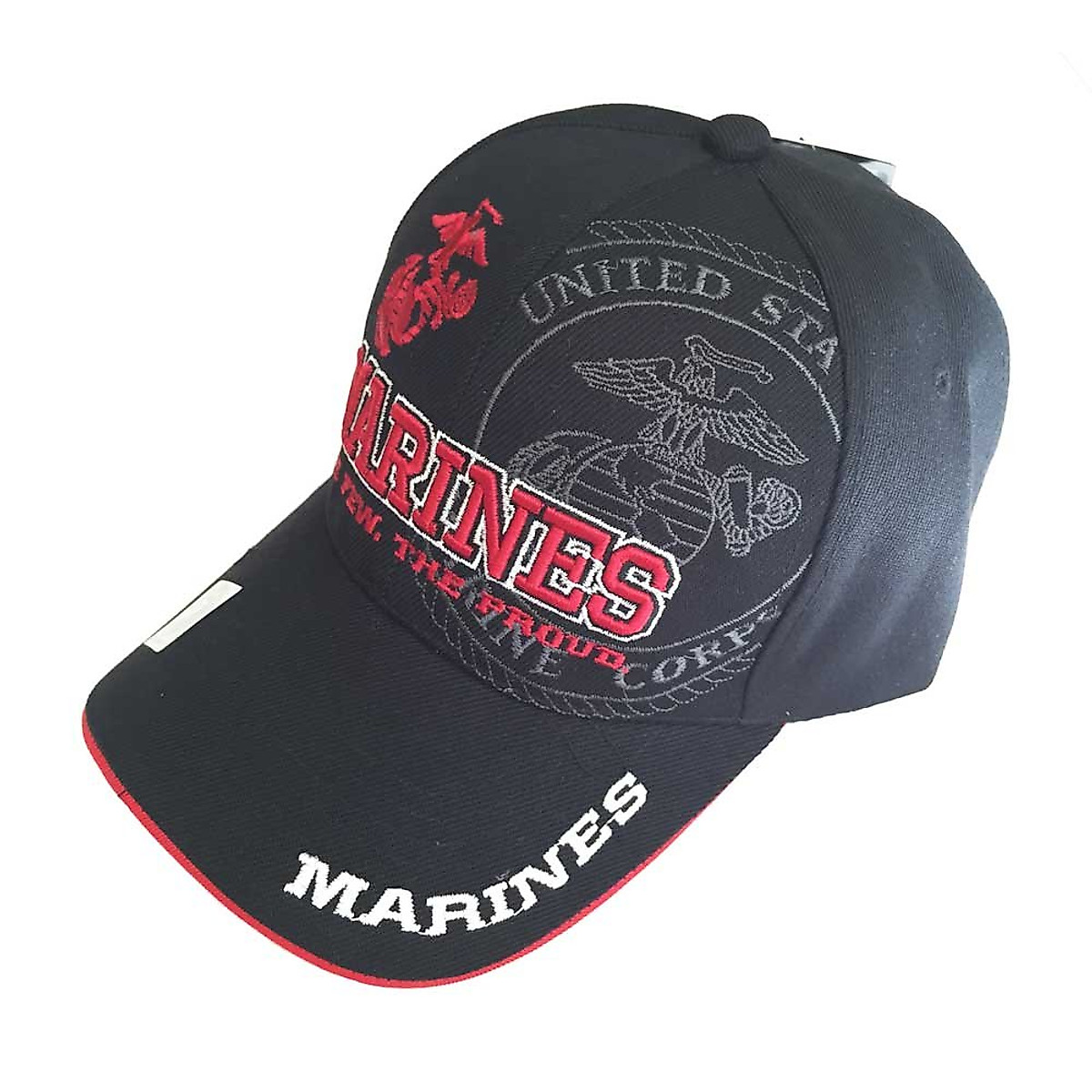 U.S. Marines Corps Official Licensed Emblem Baseball Cap Hat Visor 3D Embroidery (Black)