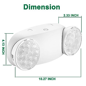 OSTEK 4 Pack LED Emergency Exit Lighting Fixtures with Two Heads， US Standard Adjustable Integrated LED Emergency Light with Battery Backup, UL 924 Qualified (4 Pack)