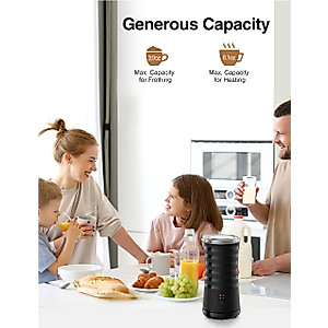 Milk Frother, Paris Rhône Milk Frother and Steamer for Hot and Cold Foam, 4-in-1 Electric milk frother for coffee, Quiet Milk Steamer with Auto Shut OFF, Milk Warmer for Latte, Cappuccino, Macchiato