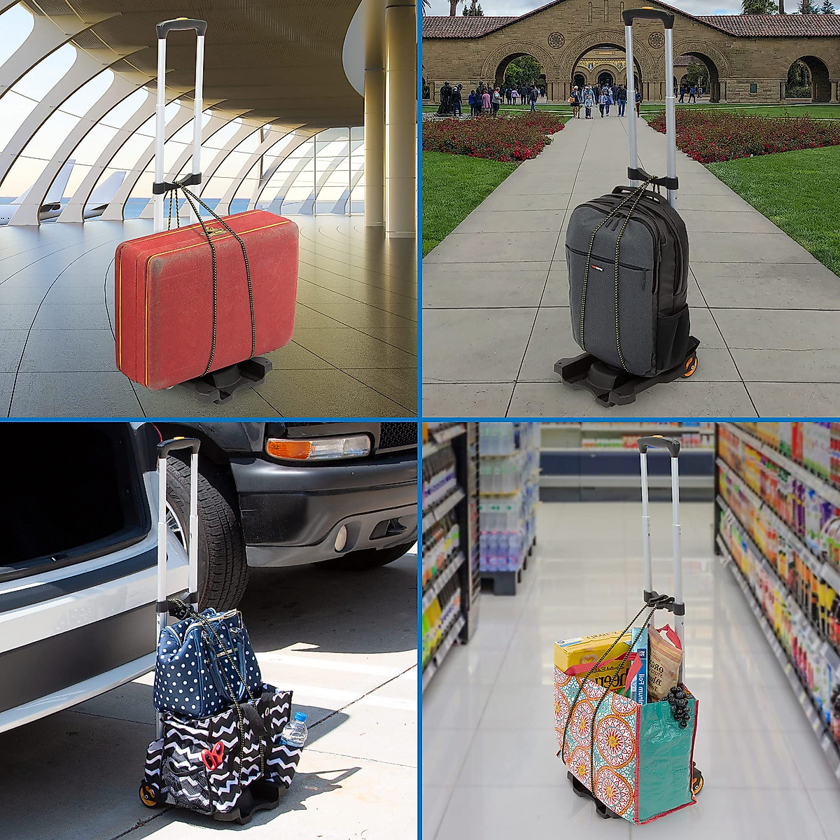 Mount-It! Luggage Cart with Wheels Foldable | Strong, Compact Luggage Cart Holds 77 Pounds - Carry Boxes, Backpacks and Luggage Smoothly with our Folding Luggage Cart