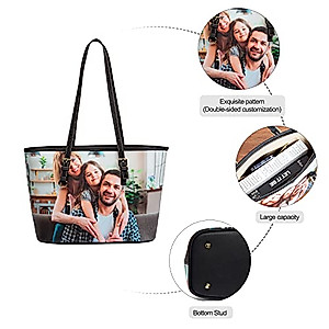 kaululu Personalized Photo Tote Bag Custom Picture Shoulder Bag Handbags Handle Satchel for Women