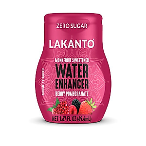 Lakanto Sugar Free Water Enhancer - Sweetened with Monk Fruit Sweetener and Erythritol, On the Go Liquid H2O Hydration, Zero Sugar, Naturally Flavored - Berry Pomegranate (1.67 fl oz - Pack of 6)
