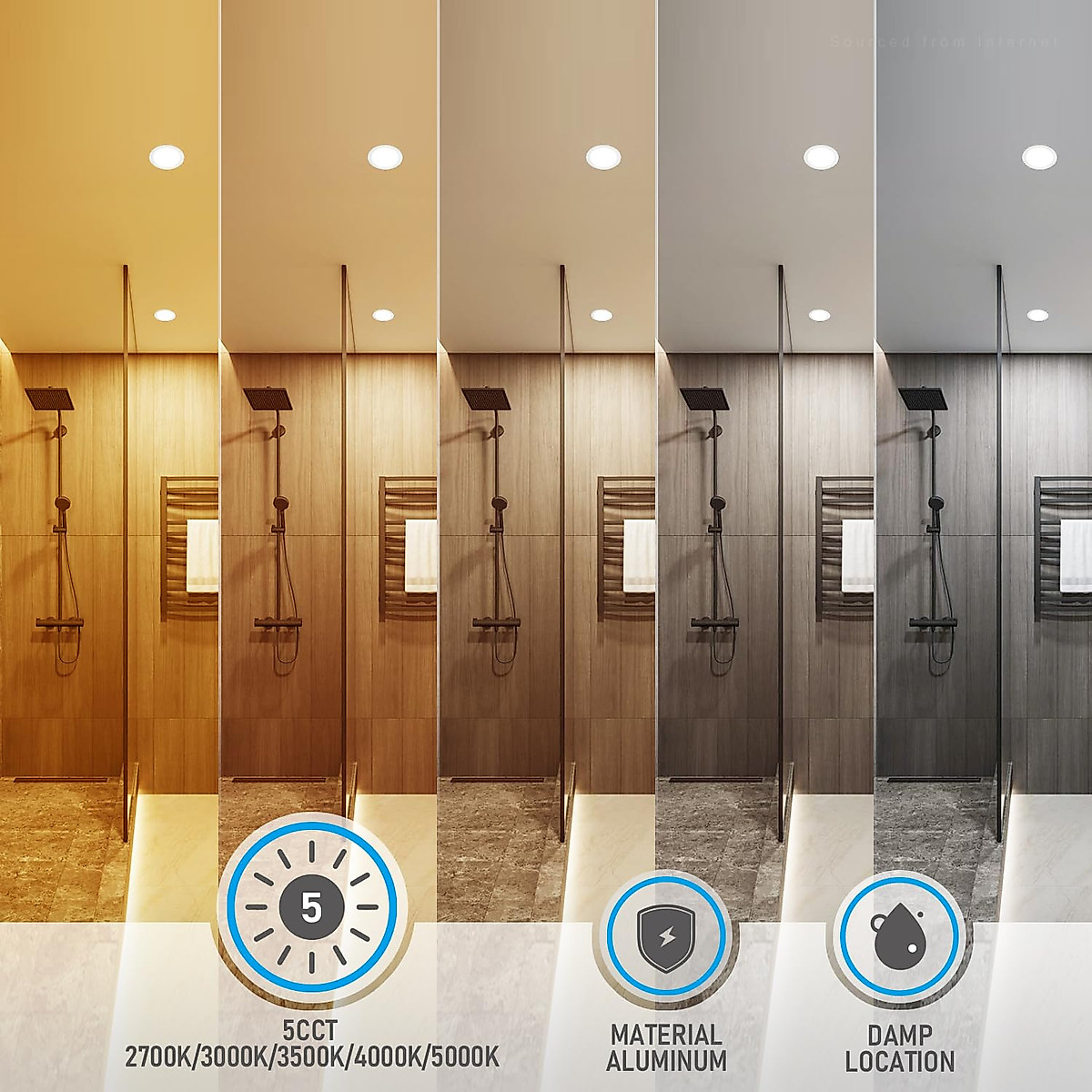 TORCHSTAR 12-Pack 5CCT 6 Inch Ultra-Thin LED Recessed Lighting with Junction Box, Aluminum, 2700K3000K3500K4000K5000K, 5%-100% Dimmable Slim Recessed Downlight, 12W 1000LM, ETL & ES Certified