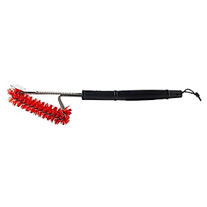 Dyna-Glo DG18GBN-D w Bristles and Stainless Steel Scraper 18" Nylon Grill Brush, Black/red