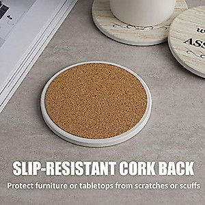 Coasters for Drinks, Funny Drink Coasters Absorbent with Holder 6 Pcs Absorbing Stone Funny Coaster Gift Set Housewarming Gift New Home Apartment Kitchen House Decor Gift for Women Men