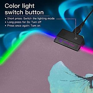 Large RGB Gaming Mouse Pad Ginkgo Leaves Birds Pattern Glowing Extended Mousepad 31.5x11.8in, Soft Anti-Slip Rubber Base Luminous Mouse Mat for Pc Laptop, Gaming, Office, Home