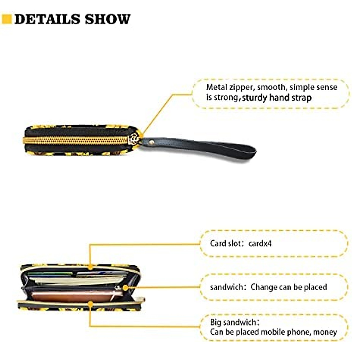 Dremagia Card Holder Clutch Leather Purse for Women, Durable Zip Around Long Wallet with Wrislet, Psychedelic Mushroom Print