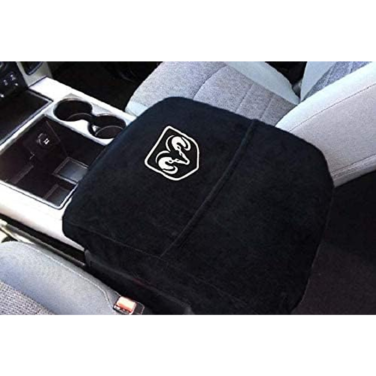 Seat Armour KADGRBSO04-14 Custom Fit Center Console Cover for Select Dodge Ram Models with Bucket Seats - (Black) (Officially Licensed Ram Embroidered Logo)