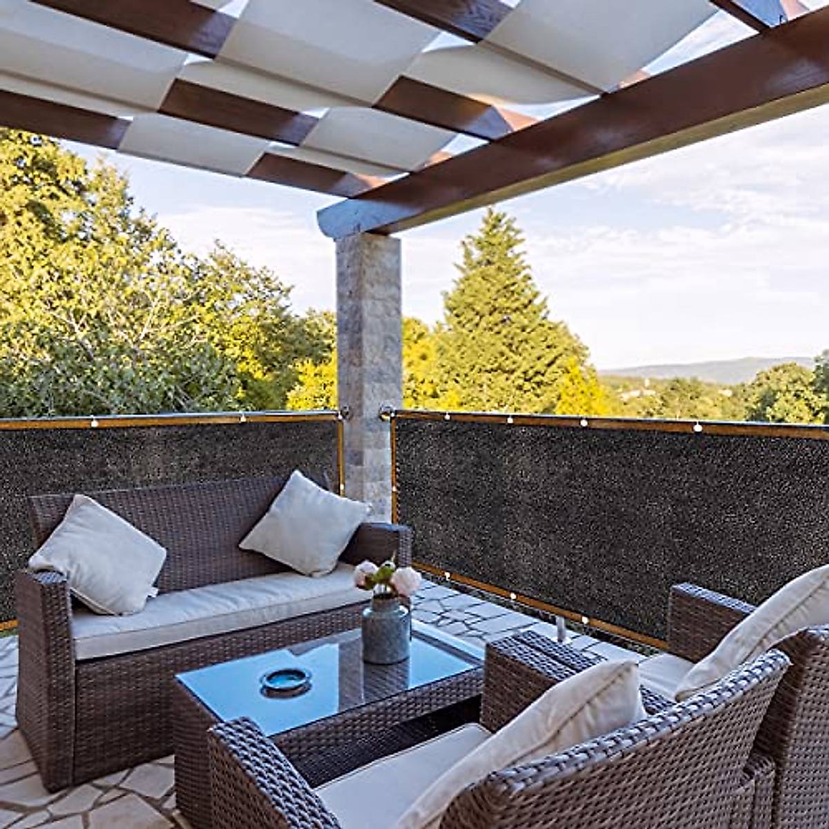 Balcony Privacy Screen Fence Cover,UV Protection Weather Mesh Balcony Shield for Garden Patio Outdoor Backyard (3' x 9.8')