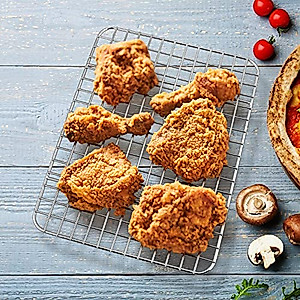 Small Baking Cooling Rack Set of 2, E-far Stainless Steel Toaster Oven Rack for Cooking Roasting Grilling Meat, 8.6” x 6.2” Metal Bakeable Wire Rack for Cookie Cake Bacon - Dishwasher Safe