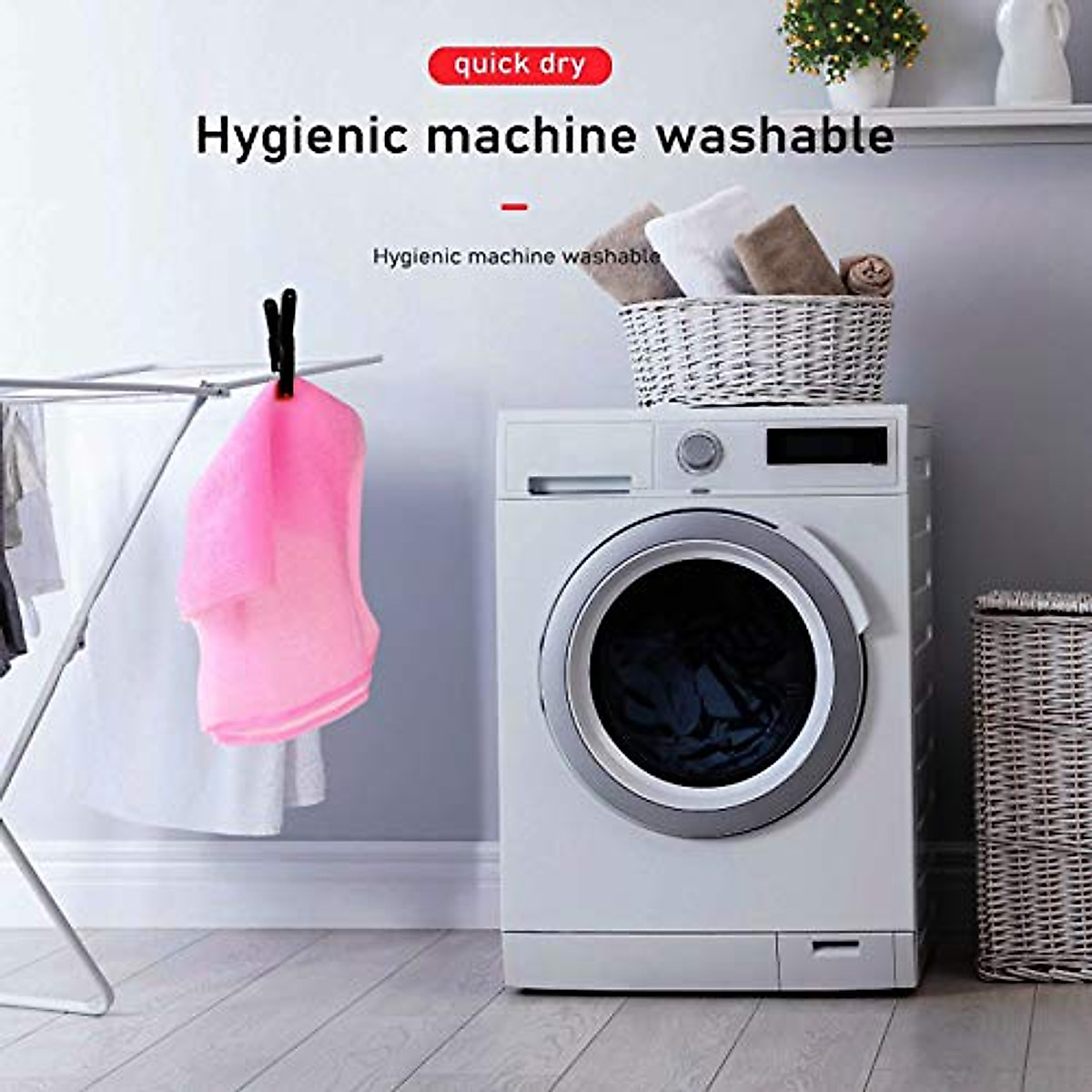 Exfoliating Washcloth Towel Japanese Washcloth Nylon Bath Wash Towel Korean Exfoliating Towel Beauty Washcloth Sponge Loofah Body Scrub Back Scrubber for Shower Cloth 3 Pack by ARCH&M (Blue x 3)