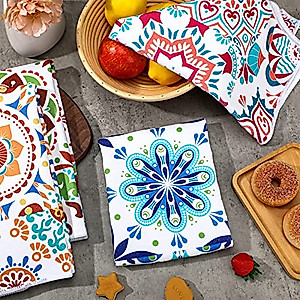 4 Pieces Leaves Kitchen Towels 16 x 24 Inch Dish Towels Bathroom Hand Towels Set Absorbent Hand Drying Cloth Hand Towels for Kitchen Bathroom (Retro Style)