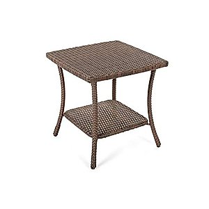 W Unlimited Leisure Collection Outdoor Garden Patio Furniture End Table, Dark Brown