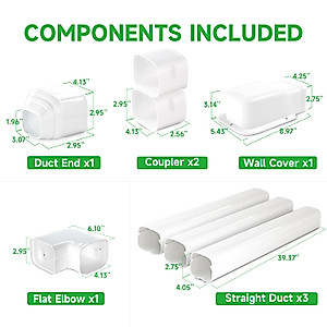 Cestluck 4'' 11 Ft Mini Split Line Set Cover, PVC & PP Line Cover Set Universal for Mini Split AC & Central AC