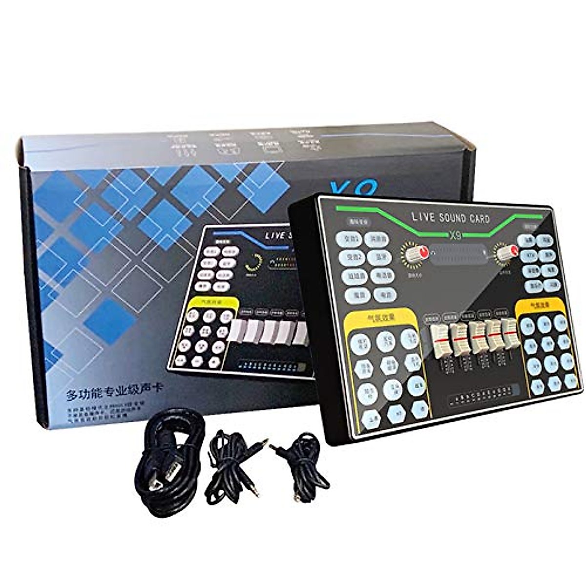 X9 Mini Audio Mixer Sound Card With Dsp Independent Reverb Chip, 48V Power Multiple Sound Effects For Live Streaming Studio Recording Karoke Singing For PC Or Mobile Phone…