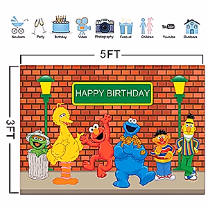 chaungda Sesame Street Photography Backdrop Photograph Studio Baby Shower Birthday Party Banner Supplies Party Supplies Background Decoration Photo booth Props 5x3ft (zf-tj122-5x3ft-fba)
