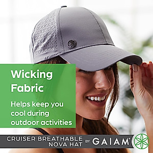 Gaiam White Baseball Cap for Women - Cruiser Breathable Nova Design, Lightweight Cute Women's Ball Cap, Easily Adjustable Trendy White Women's Hat for Summer & Beach, White