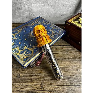 MunnyGrubbers - Skull Potion Vial Dice Holder - (Random 7PCS D20 Dice Set Included) - Dice Storage and Display - Tabletop RPG - Dungeons and Dragons - DND - D&D - (Silver)