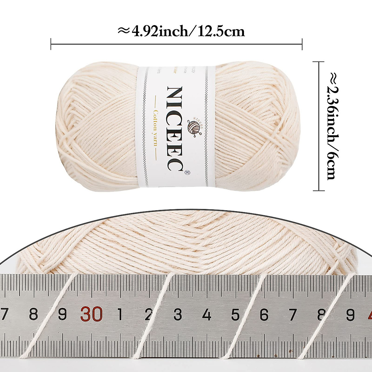 NICEEC 4 Skeins Soft Baby Cotton Yarn, 4 Ply, DIY Craft, Fingering Weight, Blanket Yarn for Crochet & Knitting, Total 700yds/7.05oz - Color 8