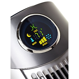 Ozeri Adjustable Oscillating Tower Noise Reduction Technology Ultra 42” Wind Fan, Silver