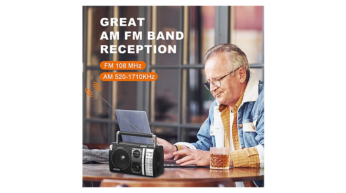 LEOTEC Portable Bluetooth AM FM Radio - Great Reception