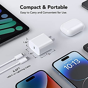 iPhone 14 13 12 11 Fast Charger [Apple MFi Certified] High Speed iPhone Wall Charger 2-Pack with 6.6FT USB C Lightning Cable Compatible with iPhone 13/13Pro/12/12 Pro/11/11Pro/XS/Max/XR/X/8 Plus,iPad