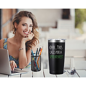 OHH...This Calls for a Spreadsheet 20oz Tumbler Gifts.Accountant Gifts Spreadsheet Travel Mug.Funny Gift for Accounting Boss Coworker Employee CPA Women Men.(Black)