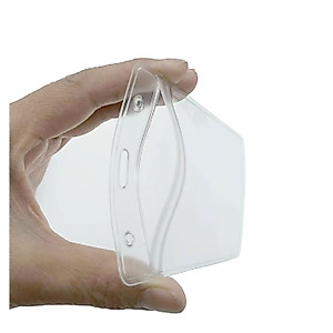 WINURE 100 Pack Vinyl ID Badge Holders (Fit 3x5 inch Inserts), Waterproof, Clear Plastic, Premium Quality, Heavy-Duty, Vertical Hanging Card Holder with Zipper, Durable Nametag Holders