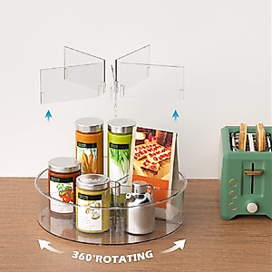 Slideep Lazy Susan Plastic Turntable Divided Spinner for Kitchen Cabinet, Pantry, Fridge, Cupboard, Counter Organizing Fully Rotating Organizer for Food, Spices, and Condiments, 11.5" Clear - 2 Pack