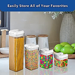 Lifetime Home 14 PACK Airtight Food Storage Containers Set w/Lids for Kitchen & Pantry Organization - BPA-Free for Cereal, Pasta, Rice, Vegetables & Flour - Free Labels & Marker - WHITE