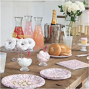 HOME & HOOPLA Pink & Gold Diamond Bride To Be Paper Dinner Plates and Luncheon Napkins (Serves 16)