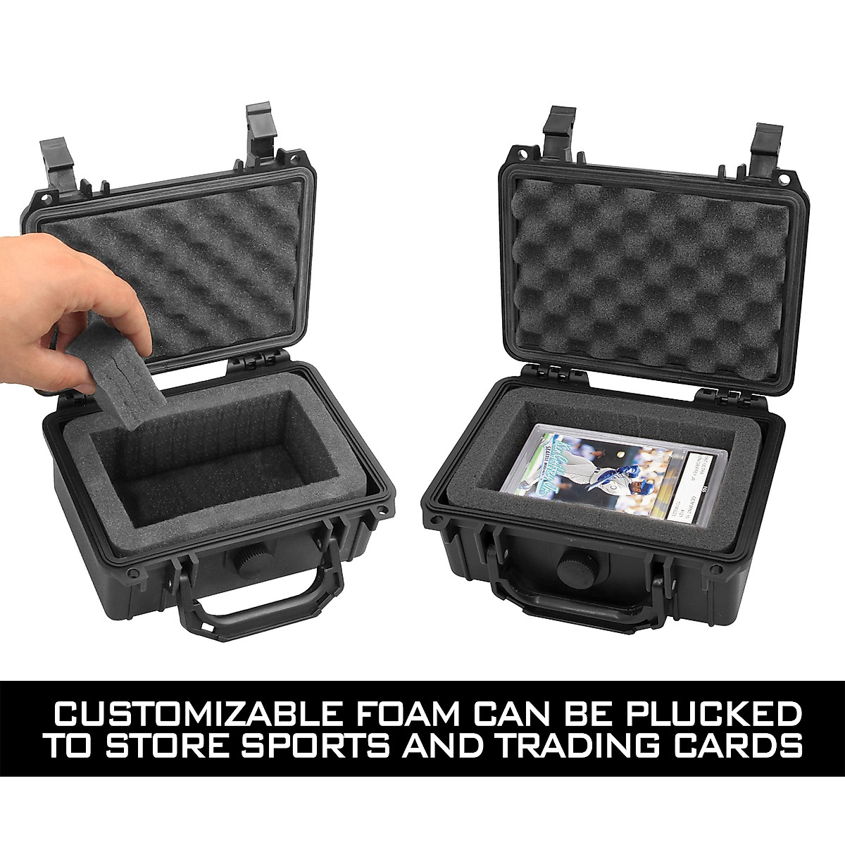 CASEMATIX Graded Card Case Storage Box For Sports Cards Compatible With 8 BGS, 13 FGS or 11 GMA PSA Graded Trading Card Slabs and More Collectible Cards - Airtight, Waterproof and Includes Padlock