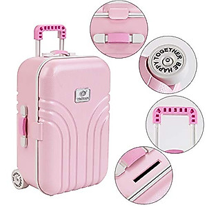 Doll Accessories Carry On Suitcase for Doll Suitcase Luggage Mini Travel Suitcase for 18 Inch Girl Doll Travel Gear Mini Trolley Case Doll Carrier Storage Miniature Suitcase Doll Playsets