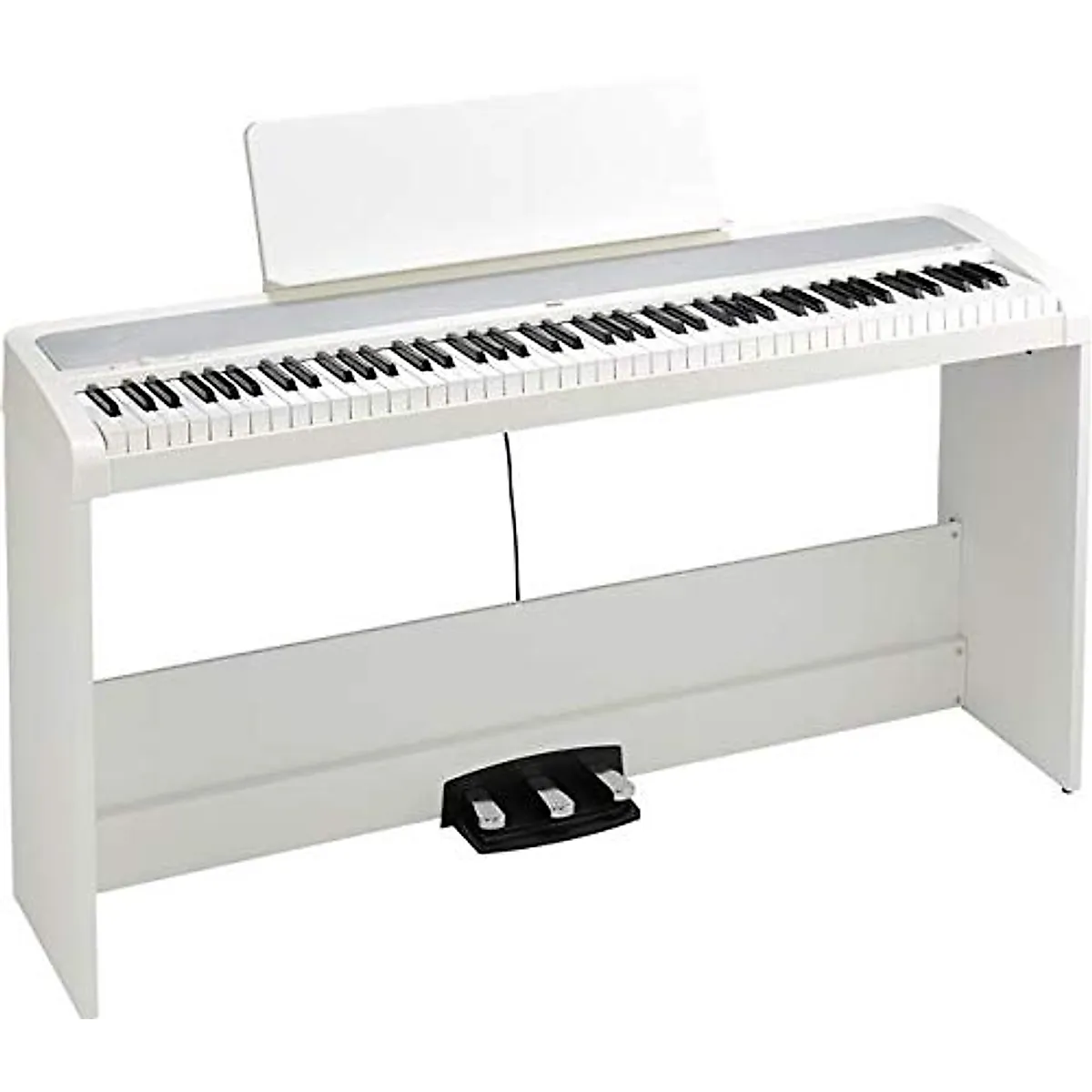 Korg B2SP Digital Piano - White Bundle with Furniture Stand, Three-Pedal Unit, Bench, Instructional Book, Austin Bazaar Instructional DVD, and Polishing Cloth