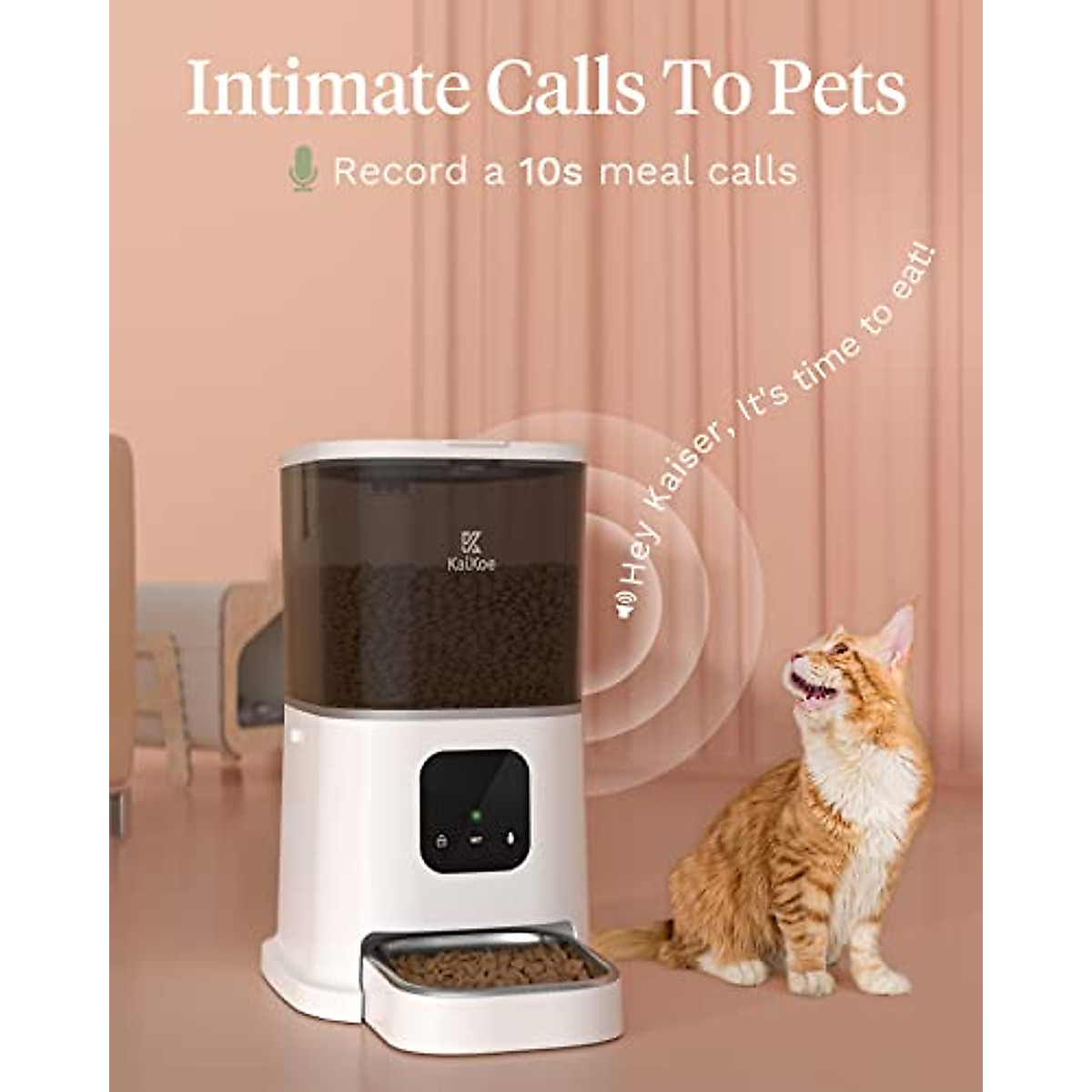 Kaikoe Automatic Cat Feeder, WiFi Enabled 6L Auto Pet Dry Food Dispenser, Smarter App Control, Programmable Meal, Triple Food Preservation Clog-Free Design Pet Feeder for Small/Medium Pets